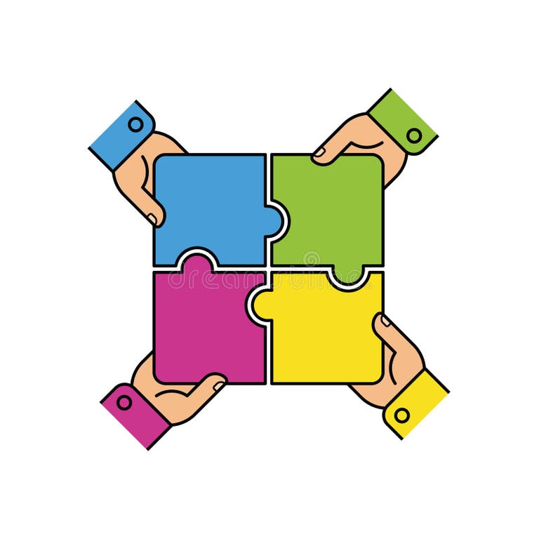 Four Puzzle Parts in 4 Hands. Solving Problems Together, Strategic ...