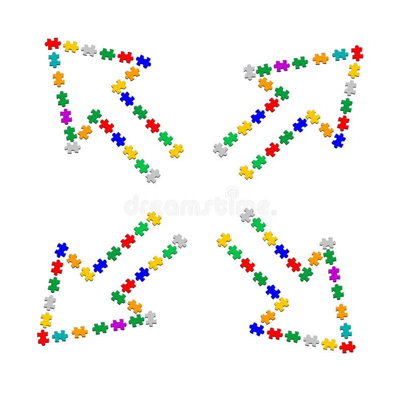 Four Puzzle Piece Arrow Strategy Stock Illustration - Illustration of ...