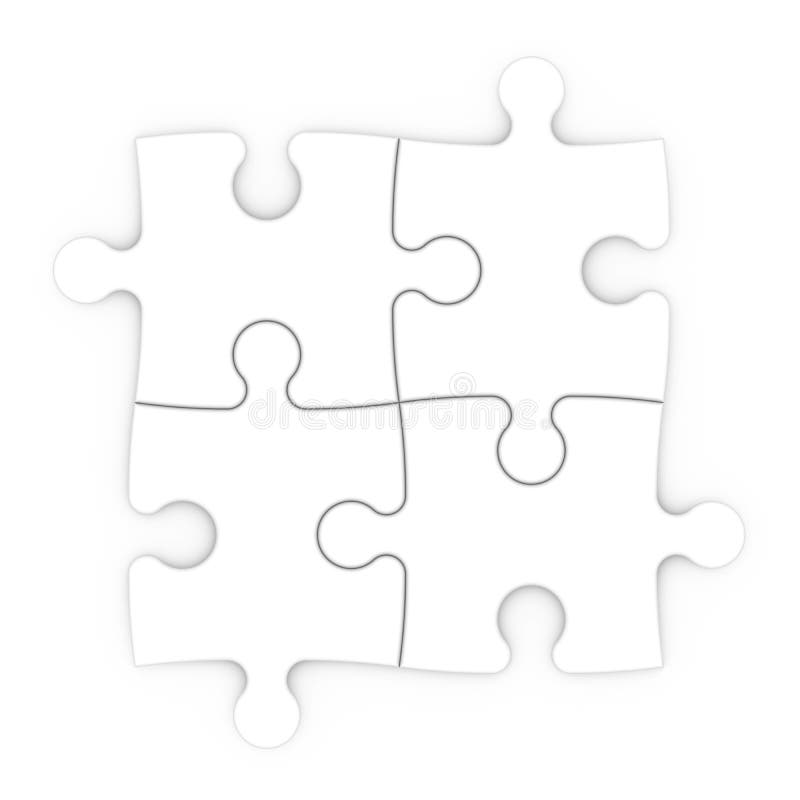 Four Puzzle Pieces with Clipping Path Stock Illustration - Illustration ...