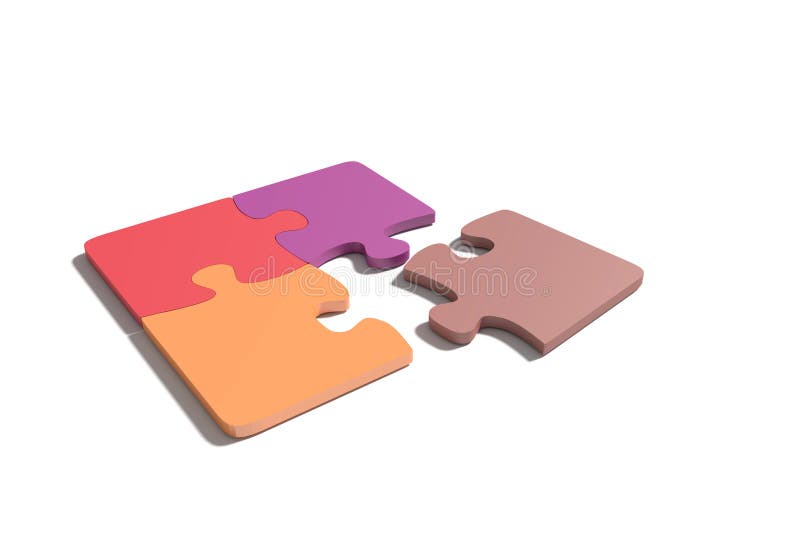 Four Puzzle Pieces of Pastel Colors Stock Illustration - Illustration ...