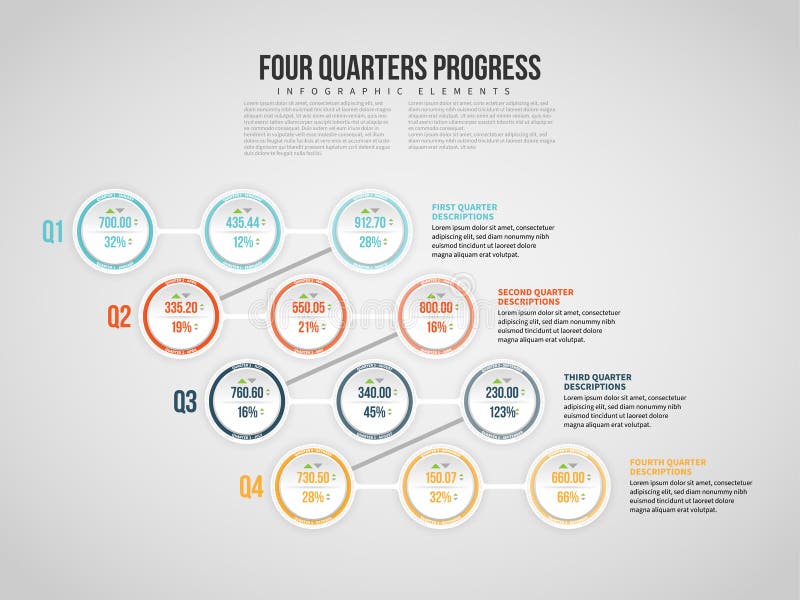 Four Quarters Progress Infographic Stock Vector - Illustration of ...