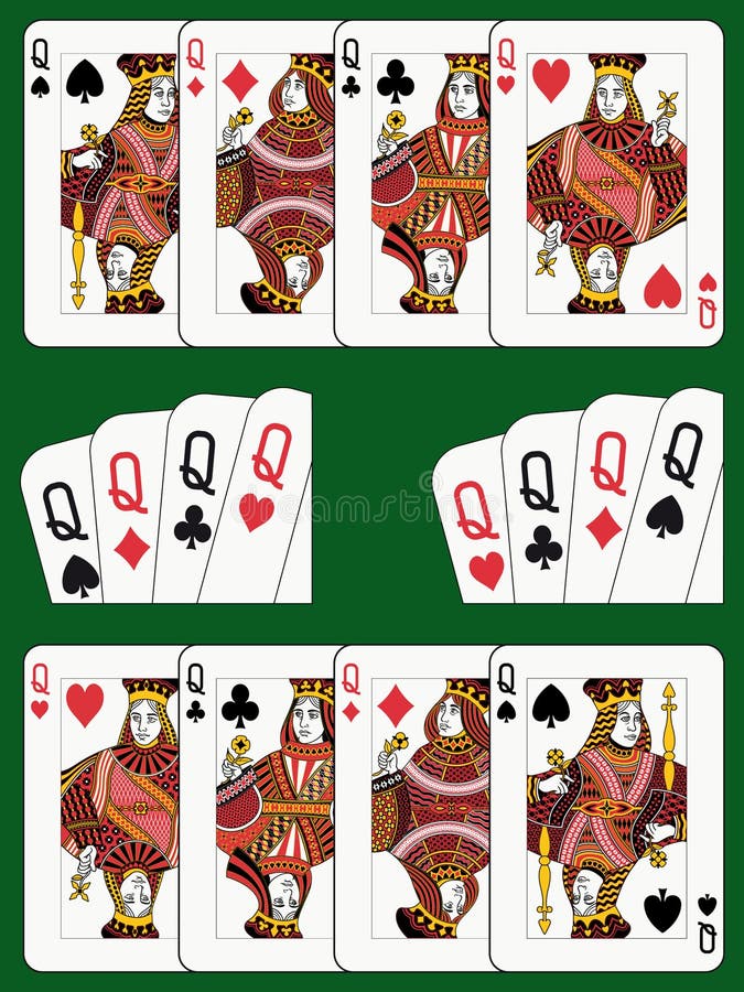 Set Four Queens Playing Cards Stock Illustrations – 27 Set Four Queens ...