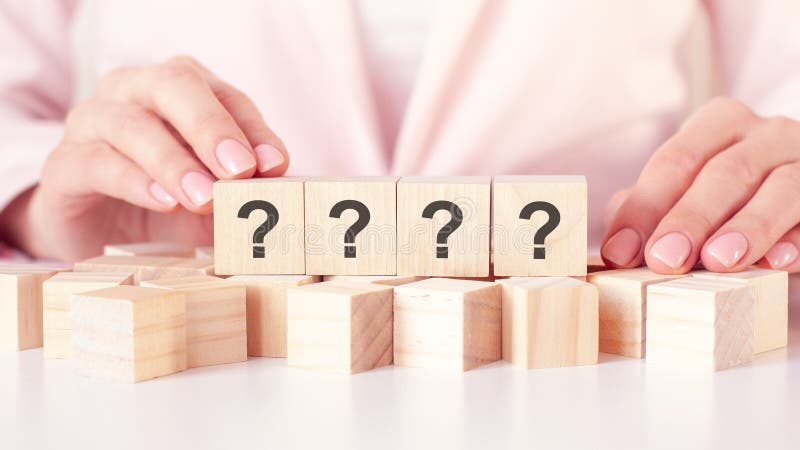 Concept Word & X27;four Question Marks& X27; on Cubes on a Beautiful ...