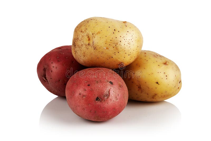Four Raw, Clean Potatoes on a White Background Stock Image - Image of ...