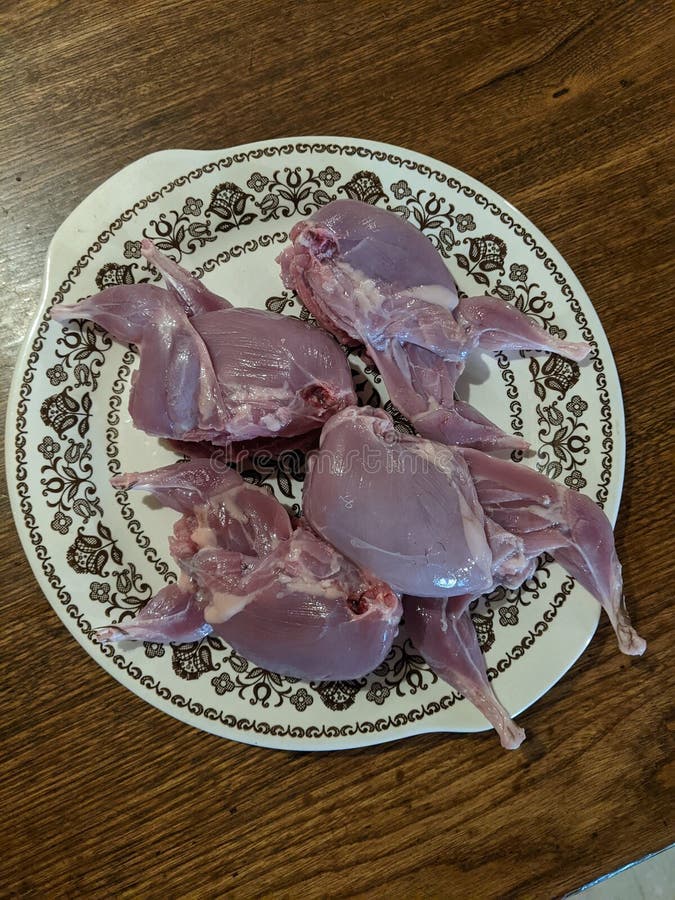 Raw quail meat on a plate stock photo. Image of freshness - 316238962
