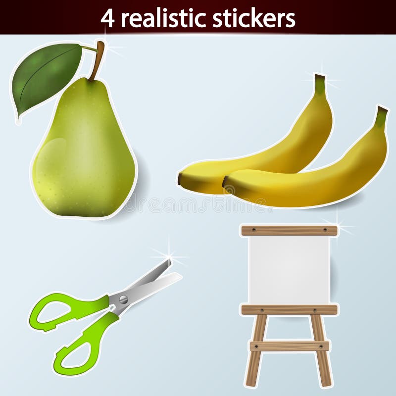 Four realistic stickers stock vector. Illustration of sticker - 59823712