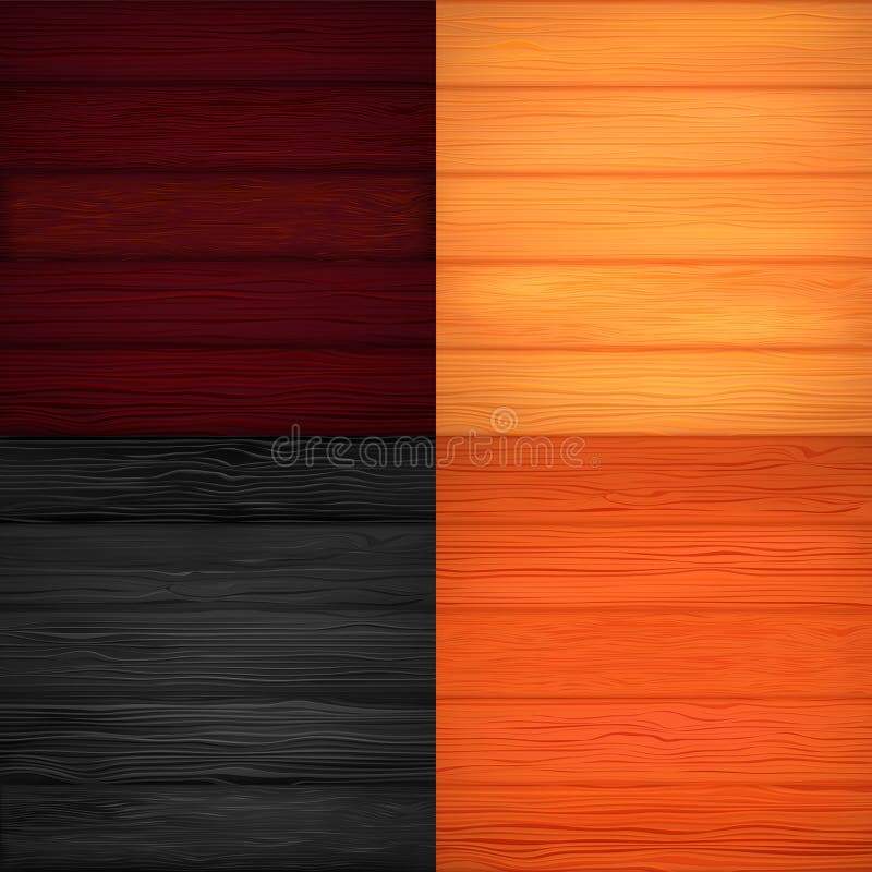 Four Realistic Wood Textures, Planks Table Surface Stock Illustration ...