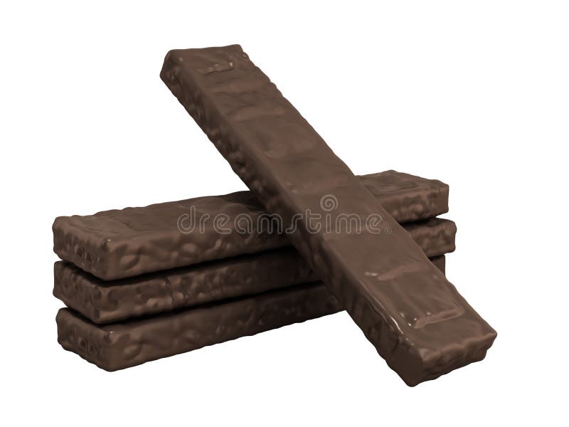 Four Rectangle Shape Wafer Biscuits in Chocolate Icing 3d Render on ...