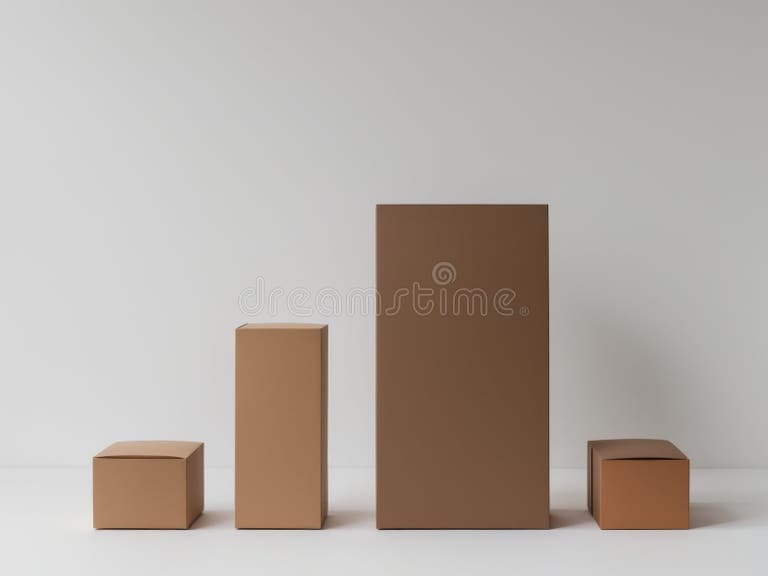 Four Rectangular Boxes Different Sizes Shapes are Arranged Tall Brown ...