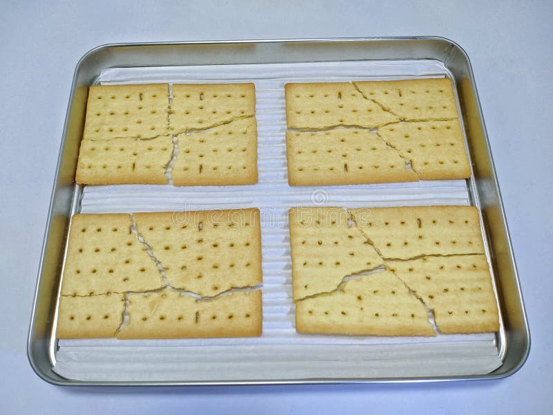 Four Rectangular Club Crackers, Some Broken. Stock Image - Image of ...