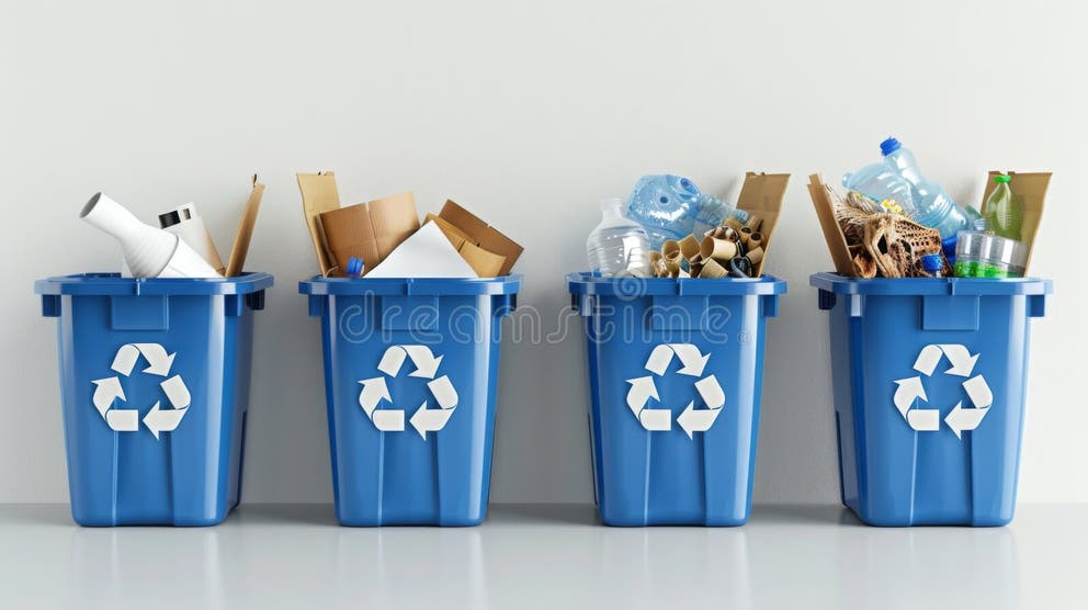 Sorting Recyclables into Separate Bins. AI Generated Stock Photo ...