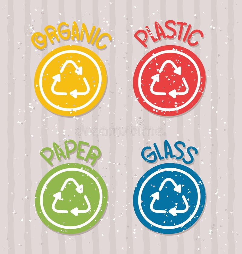 Four recycling symbols stock vector. Illustration of friendly - 221428103