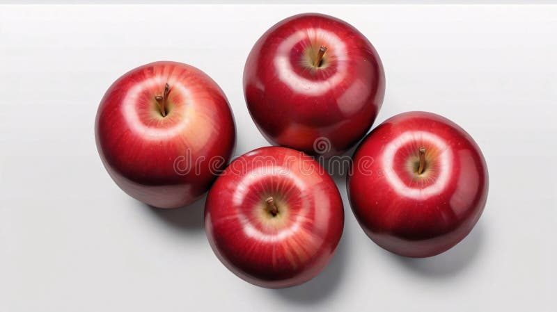 Four Red Apples on a White Surface Stock Illustration - Illustration of ...