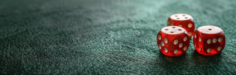 Four Red Dice on a Green Tabletop Surface Stock Image - Image of ...