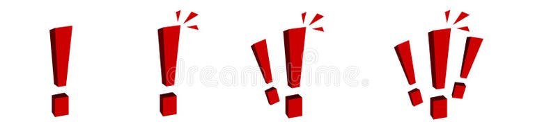 Four Red Exclamation Marks in Different Angles and Perspectives Stock ...