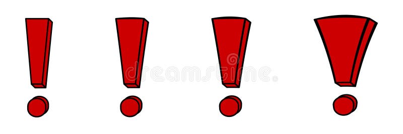 Four Red Exclamation Marks in a Row Stock Illustration - Illustration ...