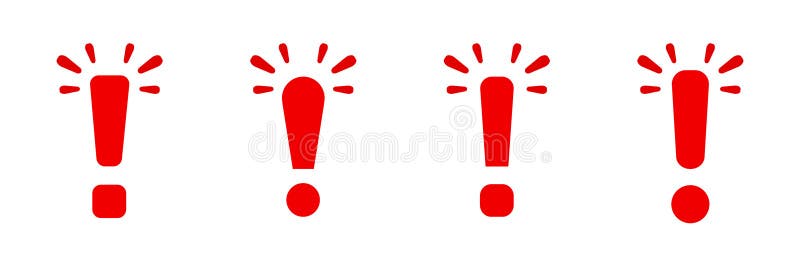 Four Red Exclamation Marks in a Row Stock Vector - Illustration of ...