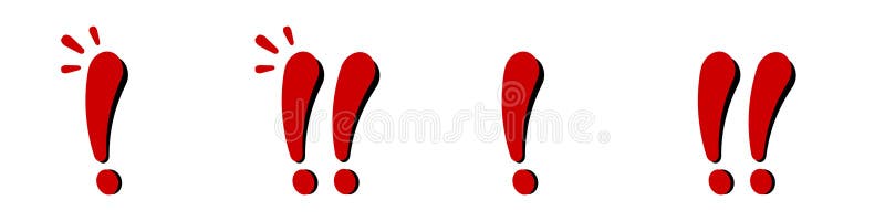 Four Red Exclamation Marks in a Row Stock Vector - Illustration of ...