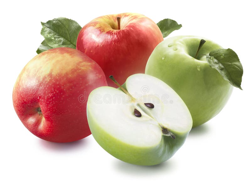 Four Red and Green Apples Isolated on White Background Stock Image ...
