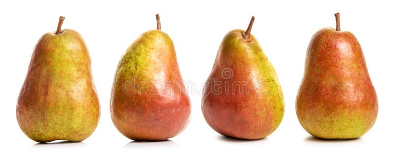 Four Red-green Pears. Isolate on White Background Stock Image - Image ...