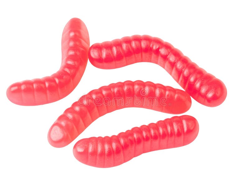 Four Red Gummy Worms Creating a Pattern on Transparent Background Stock ...