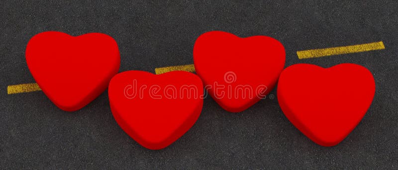 Four Red Heart stock image. Image of gift, rendered, clip - 37408603