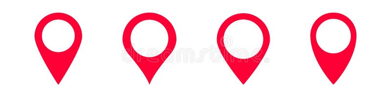 Four Red Location Pins in a Row Highlighting Direction and Navigation ...