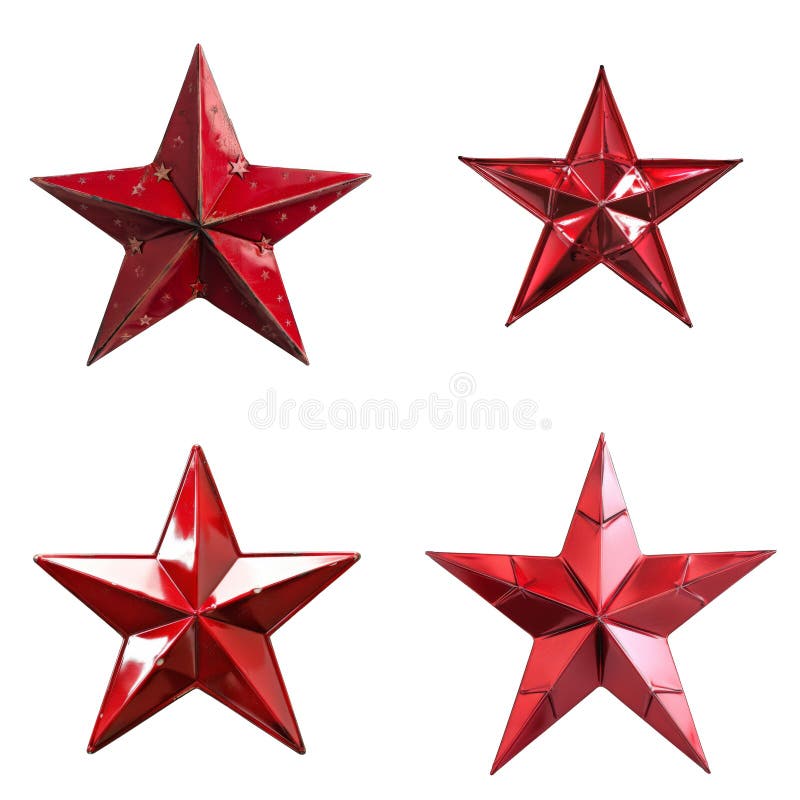Four Red Metal Stars with Different Textures and Designs Stock ...