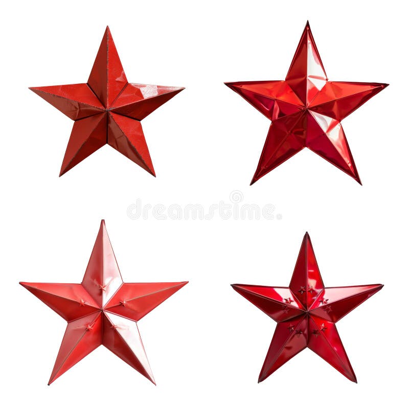 Four Red Metal Stars on a White Background Stock Illustration ...