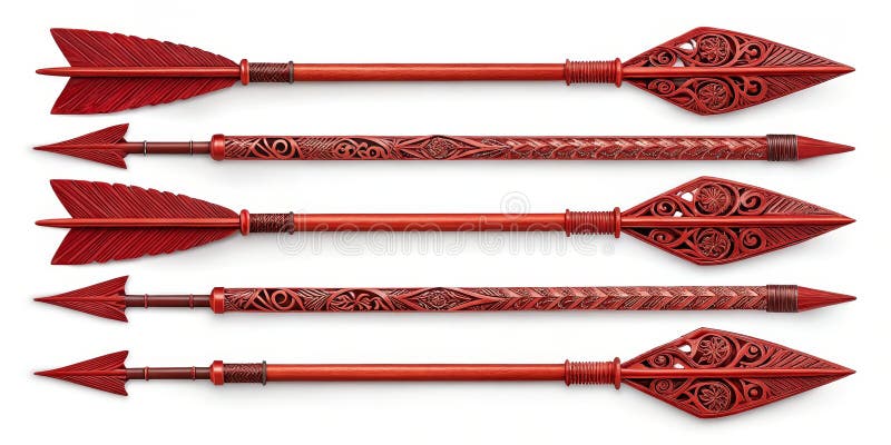 Four Red Ornate Arrows 3D Render, Composition, Design, Arrows, Ornament ...
