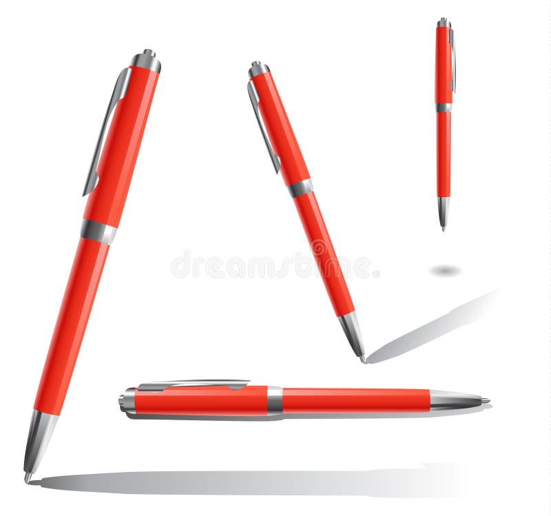 Four red pens stock illustration. Illustration of highlight - 11341599