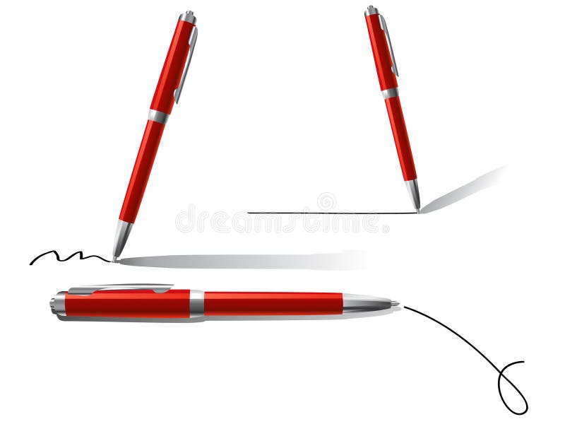 Four red pens stock illustration. Illustration of highlight - 11341599