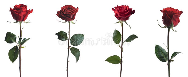 Four Red Roses Isolated on White Background Stock Illustration ...