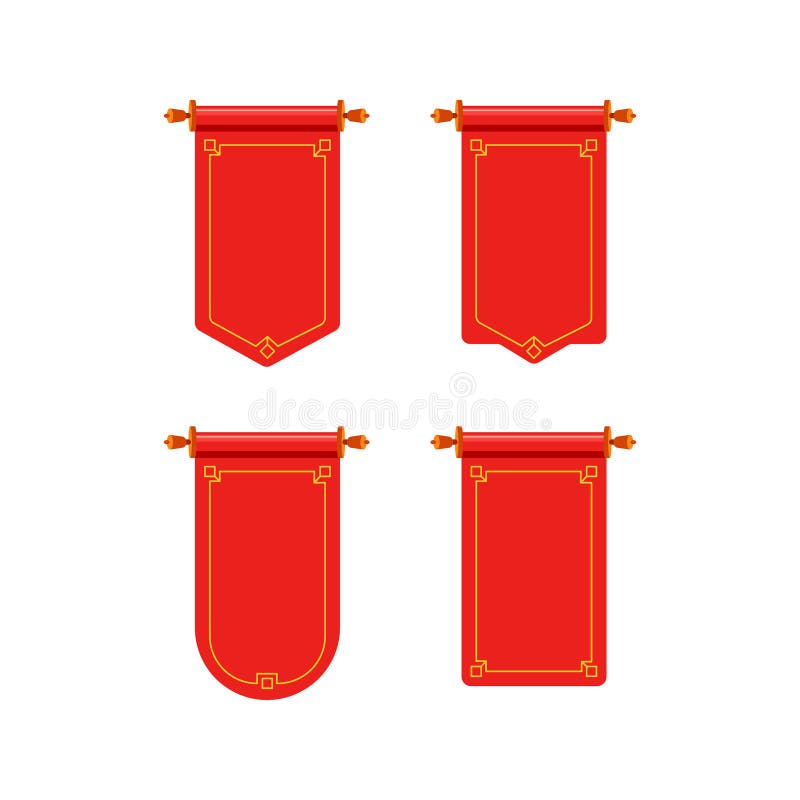 Four Red Royal Scrolls Hanging with Golden Decorations Stock Vector ...
