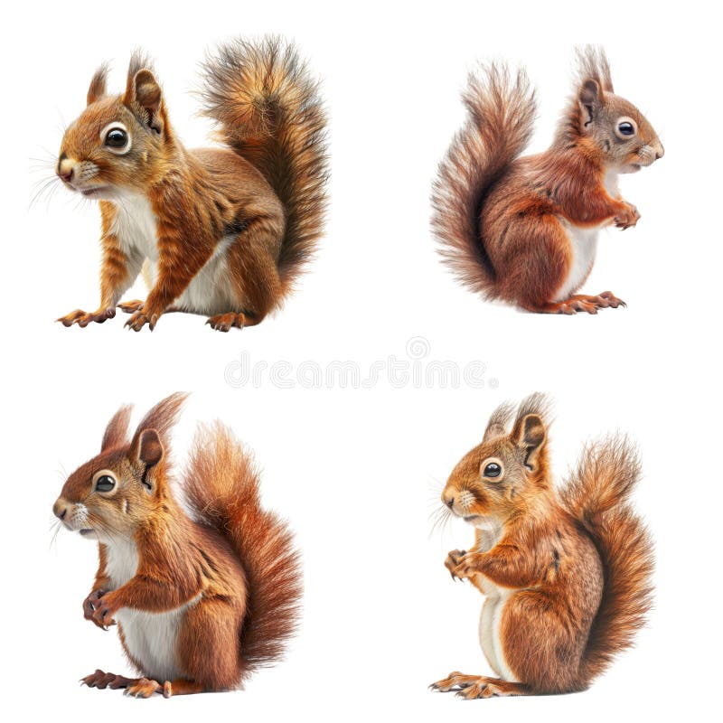 Four Red Squirrels Posing Against Stock Photo - Illustration of animal, eyes: 331181570