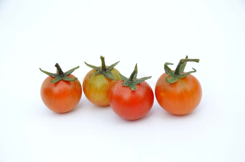 The Four Red Tometo with Leaves Isolated in White Background Stock ...