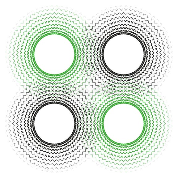 Four Ring Vector. Green Glow Pattern. Circular Shadow Figure. Symmetric ...