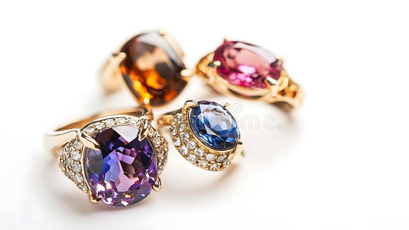 Four Rings of Different Colors and Sizes are Displayed on a White ...