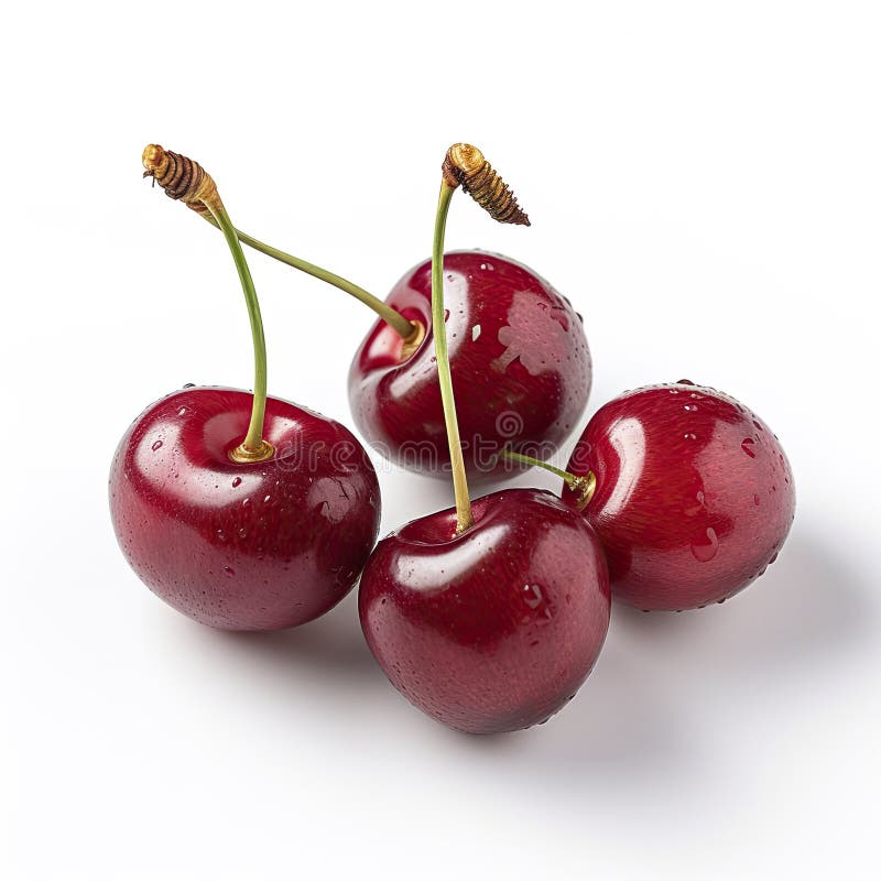 Four Ripe Cherries Stacked on Top of Each Other Stock Illustration ...
