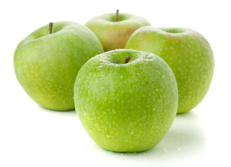 Four ripe green apples stock photo. Image of closeup - 17861246