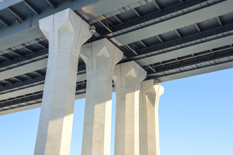 Four Road Bridge Supports Close-up Stock Image - Image of candid ...
