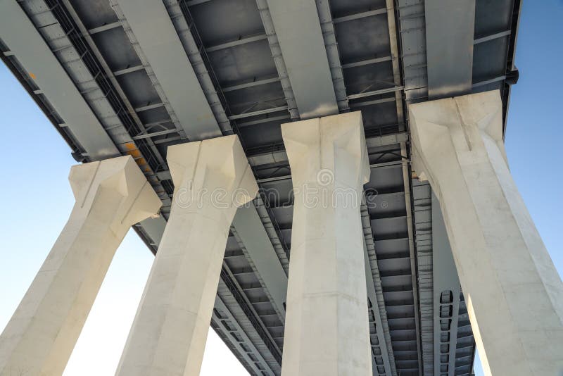 Four Road Bridge Supports Close-up Stock Image - Image of highway ...