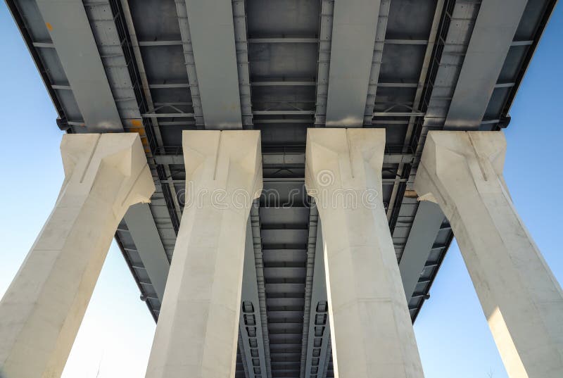 Four Road Bridge Supports Close-up Stock Image - Image of engineering ...