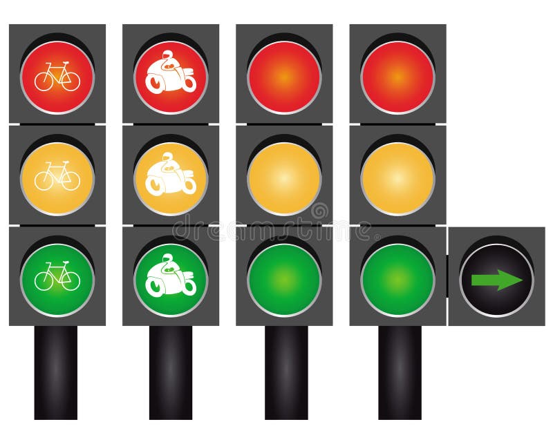 Four road traffic lights stock vector. Illustration of road - 45614106