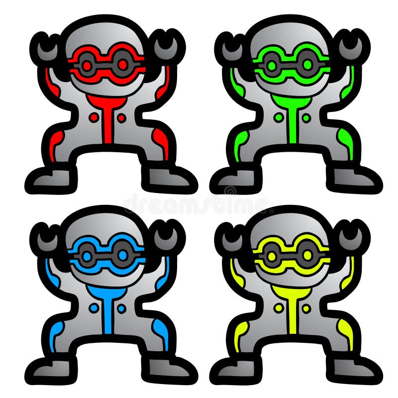 Four robot stock vector. Illustration of technology, creative - 31747465