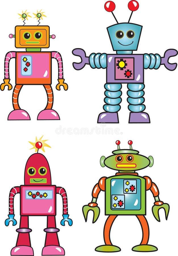 Colorful robots stock illustration. Illustration of anniversary - 27357794