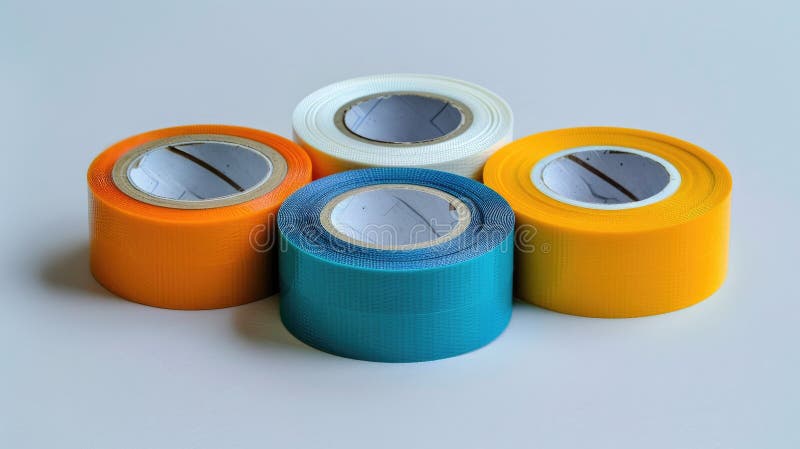 Four Rolls of Electrical Tape Arranged in a Circle on a White Surface ...