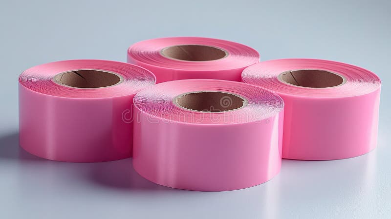 Four Rolls of Pink Ribbon on a White Background Stock Illustration ...