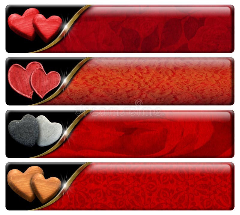 Four Romantic Headers with Clipping Path Stock Illustration ...
