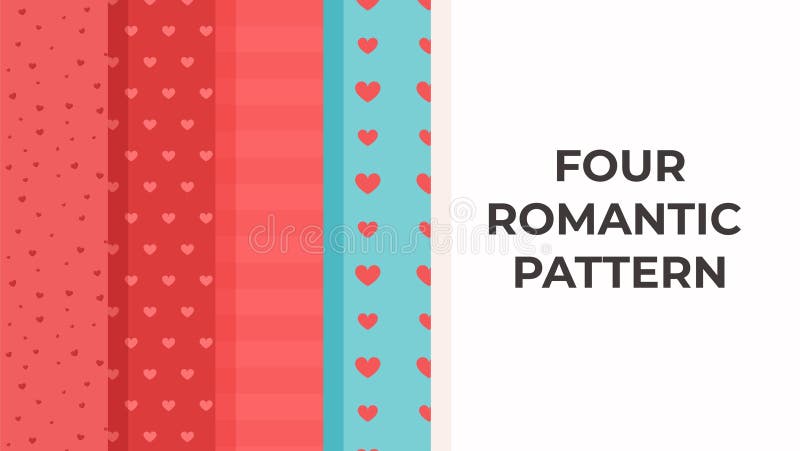Four Romantic Pattern. Vector Illustration. Stock Vector - Illustration ...